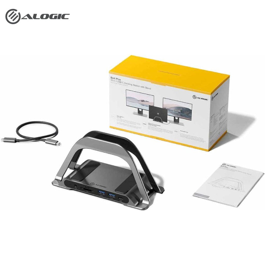 ALOGIC Bolt Plus USB-C Docking Station with stand, Space Grey, ALDHDLR